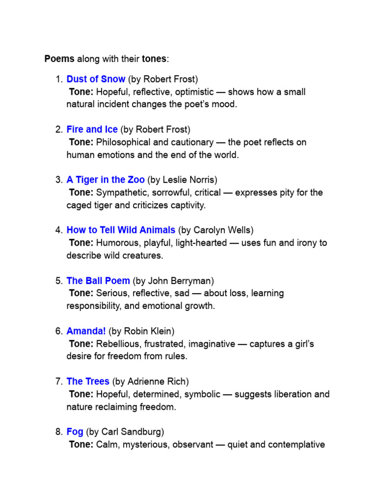 Tone of Poems | PDF