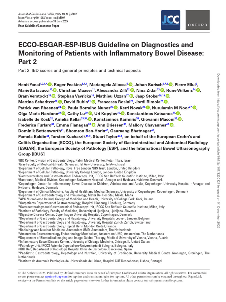 ECCO-ESGAR-ESP-IBUS Guideline on Diagnostics and Monitoring of Patients ...