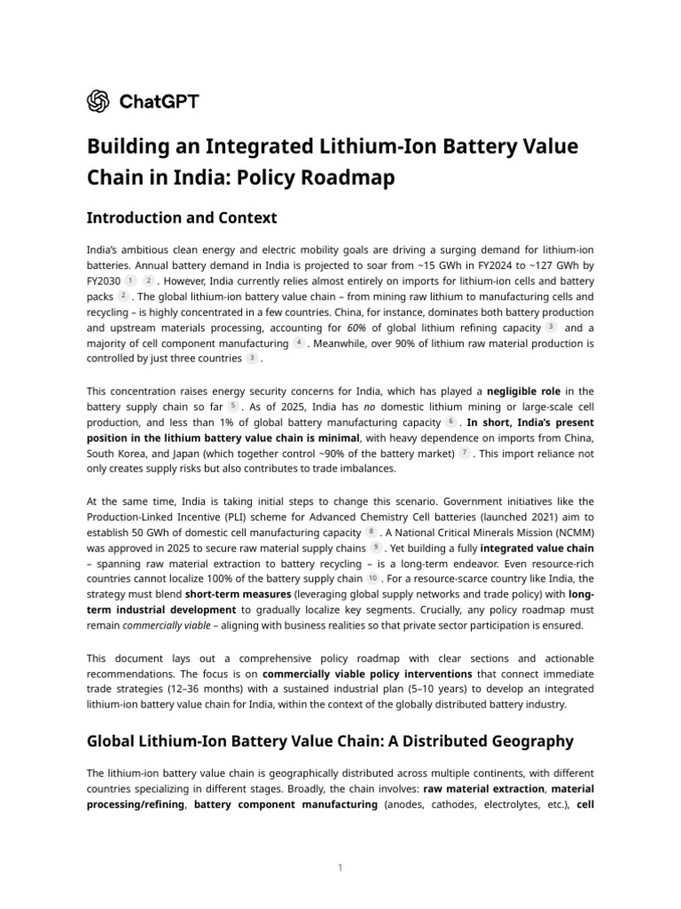 Building An Integrated Lithium-Ion Battery Value Chain in India ...