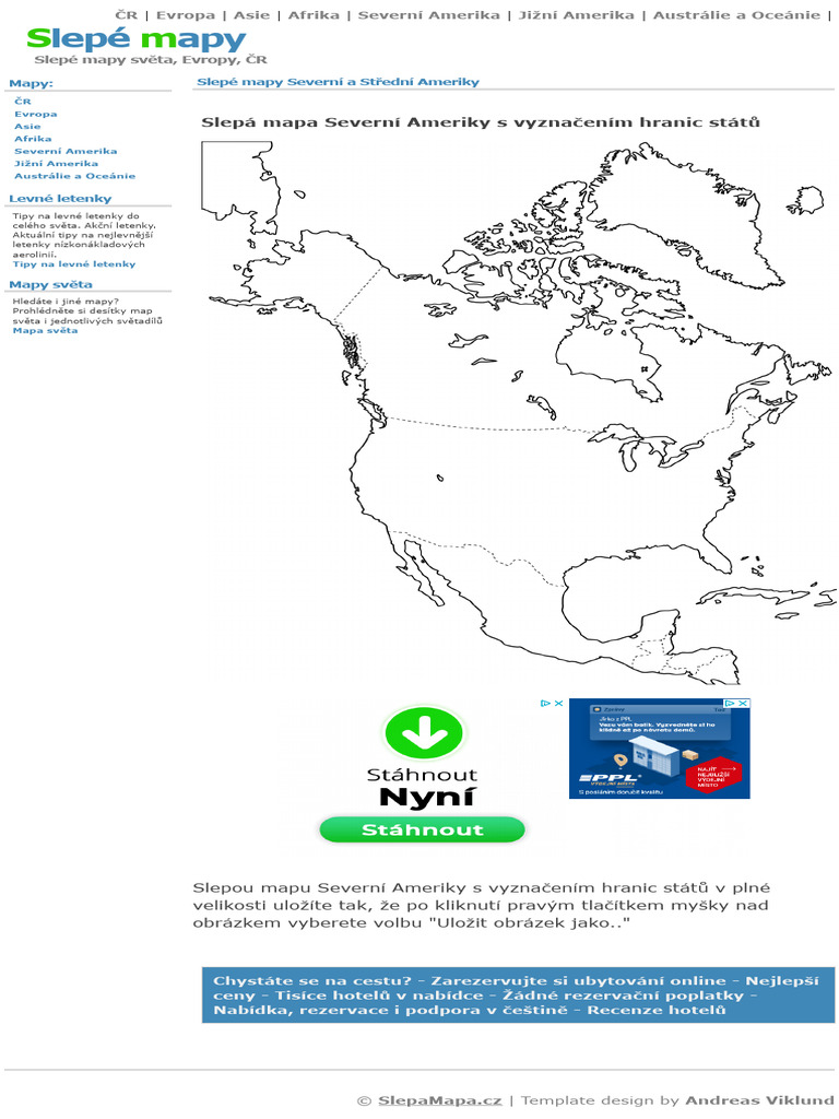 Slepé Mapy Světa - Slepá Mapa Severní Ameriky S Vyznačením Hranic Států ...