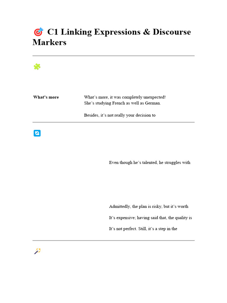 Linking Expressions and Discourse Markers | PDF