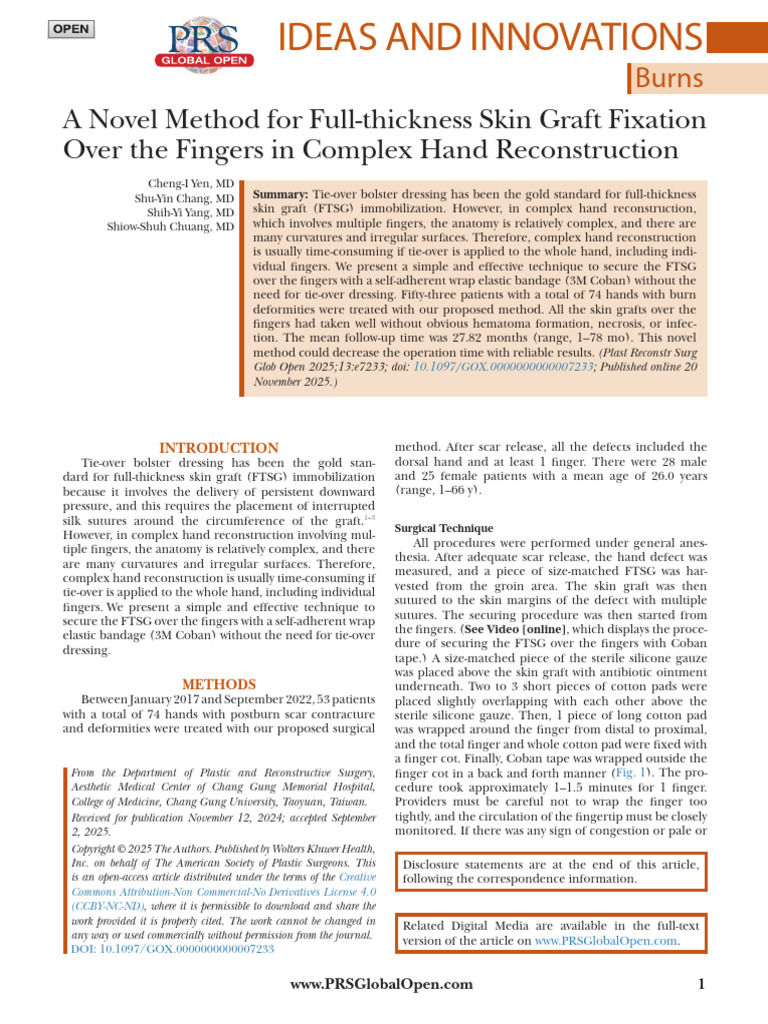 A Novel Method for Full Thickness Skin Graft.59 | PDF