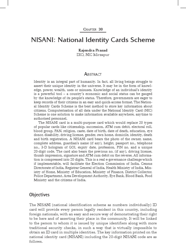 NISANI: National Identity Cards Scheme: Objectives | PDF | Identity ...