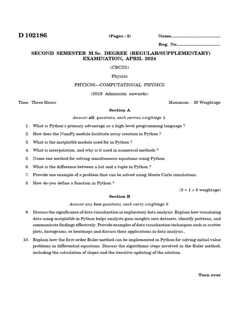 Computational Physics 1 | PDF | Finite Difference | Numerical Analysis