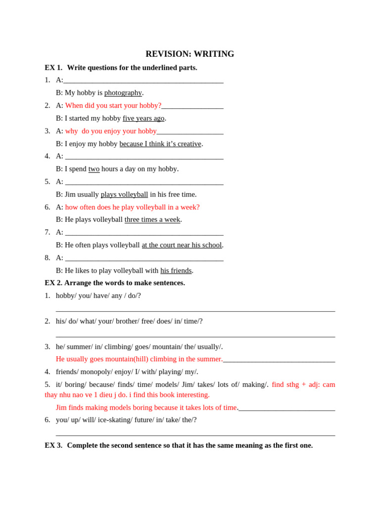 Revision Writing Key | PDF