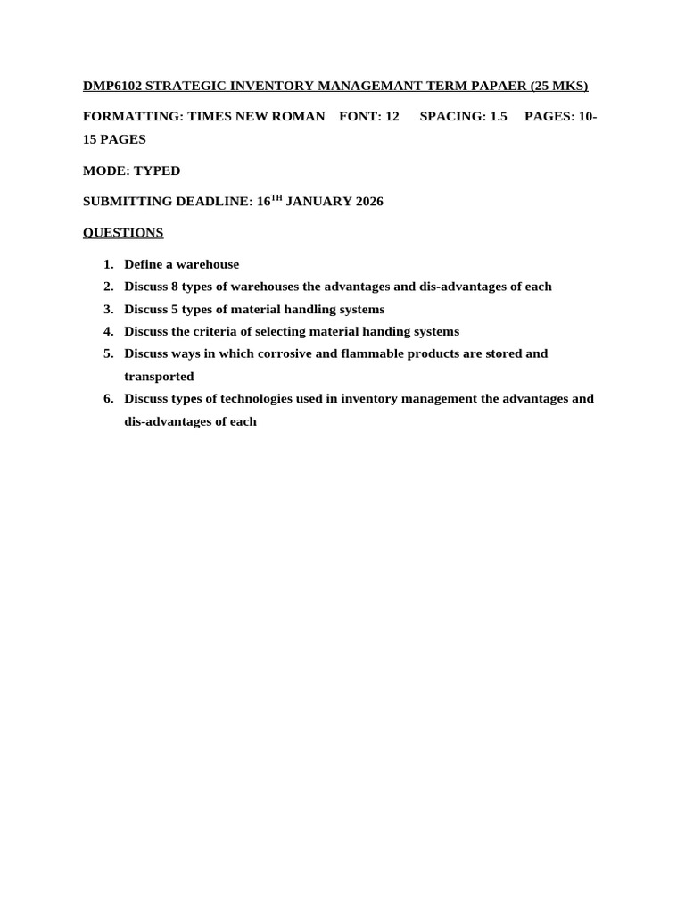Stratrgic Inventory Management Term Paper | PDF