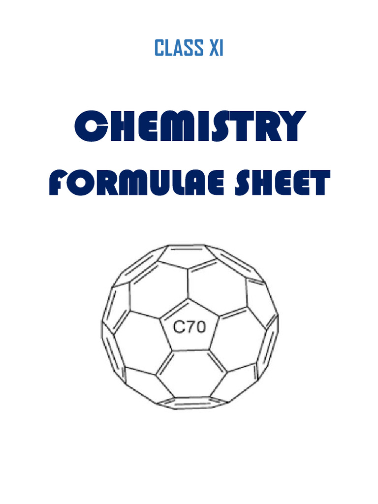 Class XI - Chemistry FORMULA Sheet | PDF