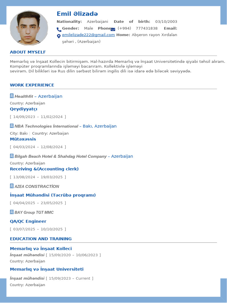 Emil Eliza de CV | PDF