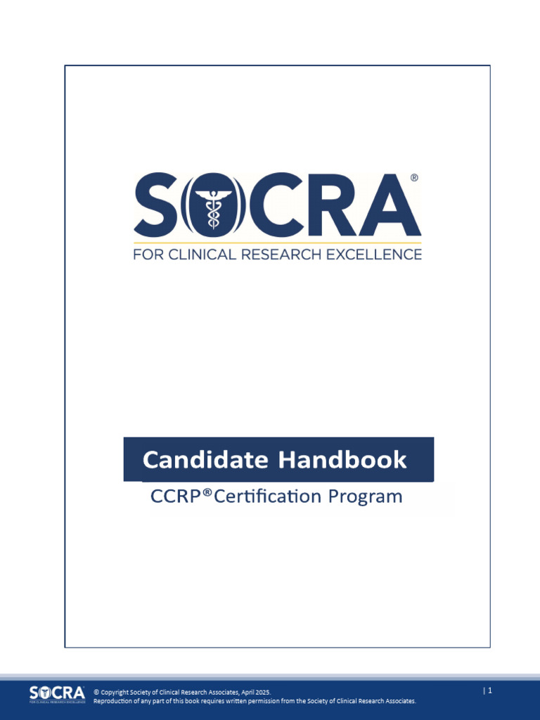 SOCRA CCRP Candidate Handbook 2025 | PDF | Clinical Trial ...