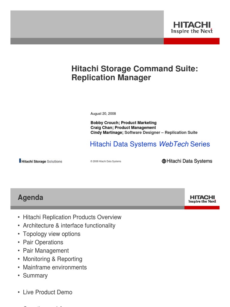 Hitachi Storage Command Suite Replication Manager | PDF | Replication (Computing) | Mainframe ...