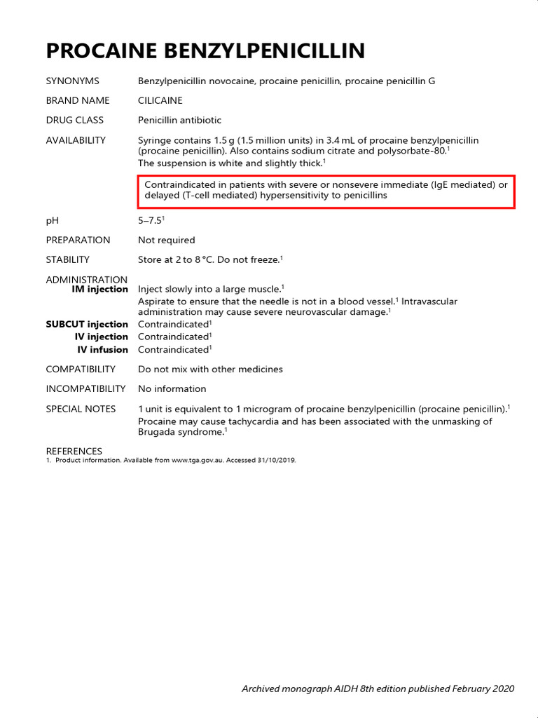 Procaine Penicillin February 2020 | PDF