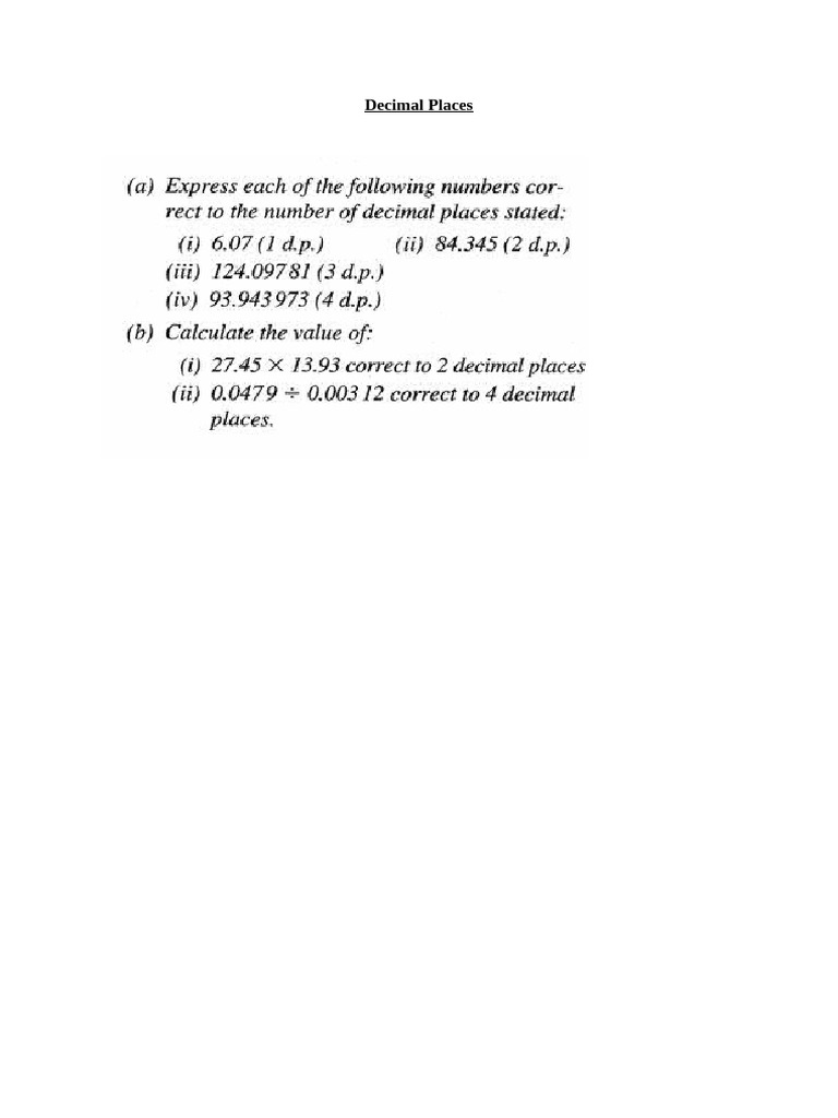 Decimal Places, Significant Figures, Standard Form | PDF