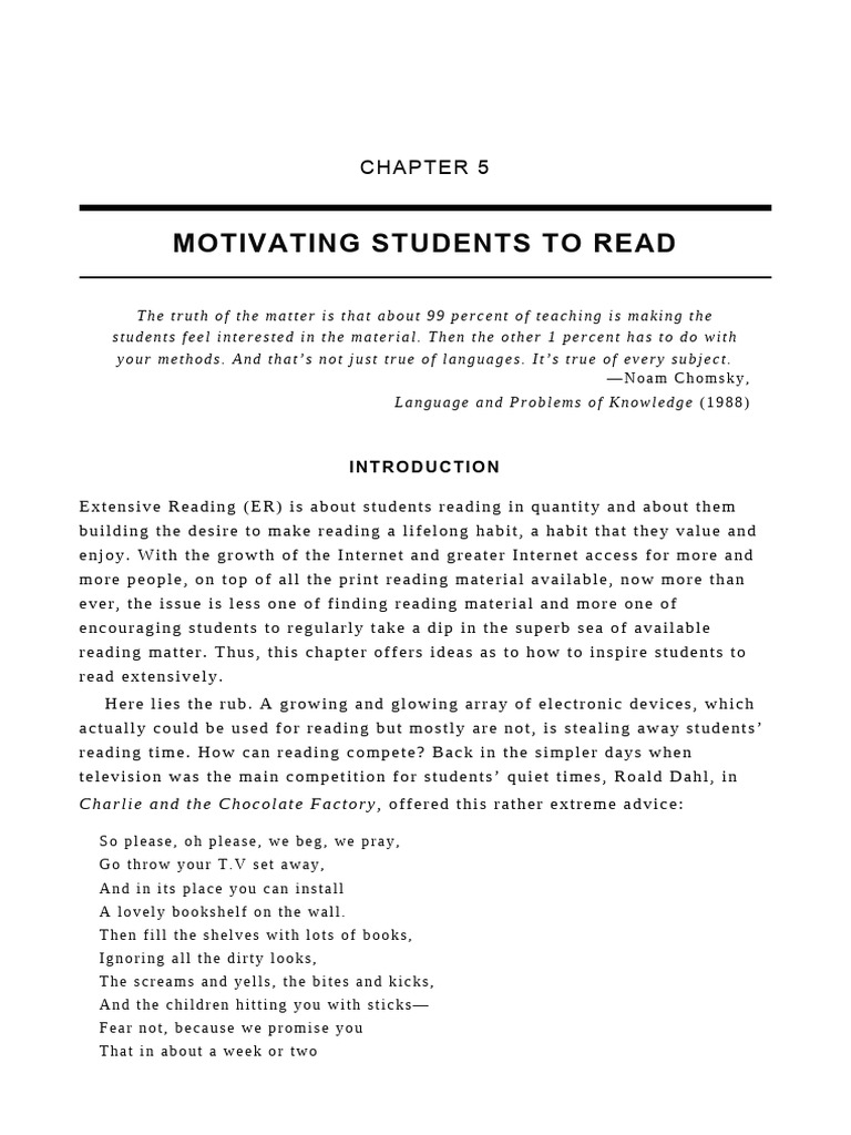 Teacher's Sourcebook For Extensive Reading - (5. Motivating Students To ...