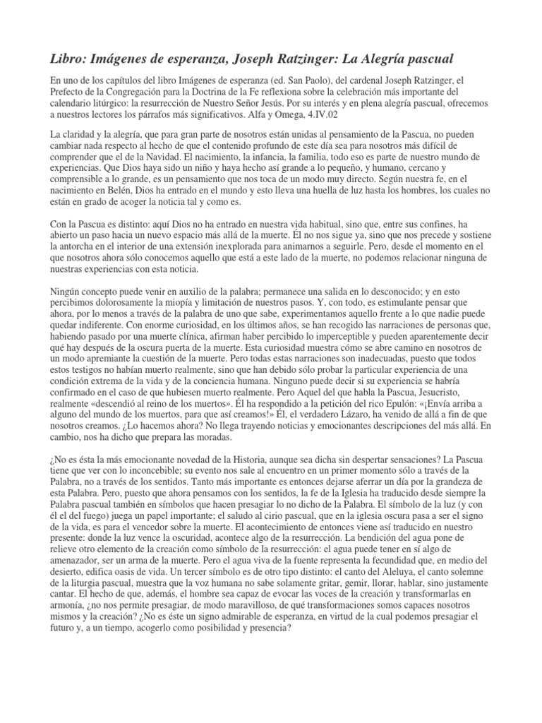Reflexiones sobre la Pascua y la Alegría | PDF | La resurrección de ...