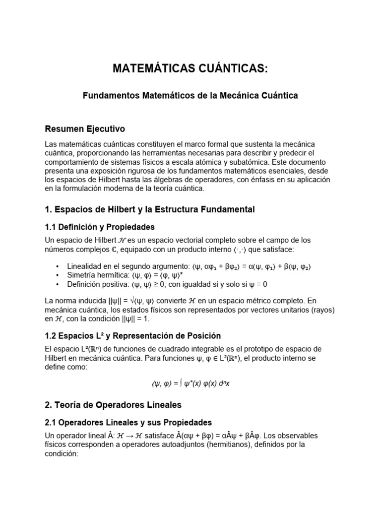 Matematicas Cuanticas | PDF | Mecánica cuántica | Espacio de Hilbert