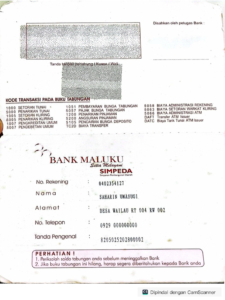 Buku Tabungan Sahrin | PDF