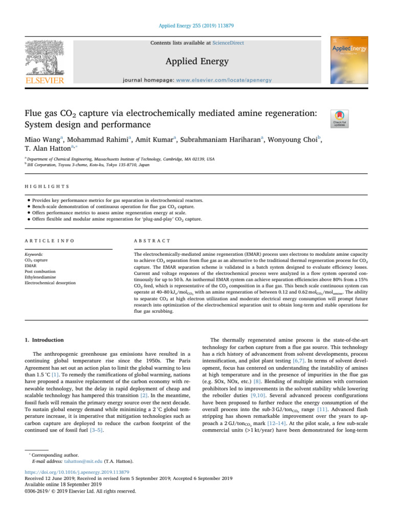 Flue Gas CO2 Capture via Electrochemically Mediated Amine Regeneration ...