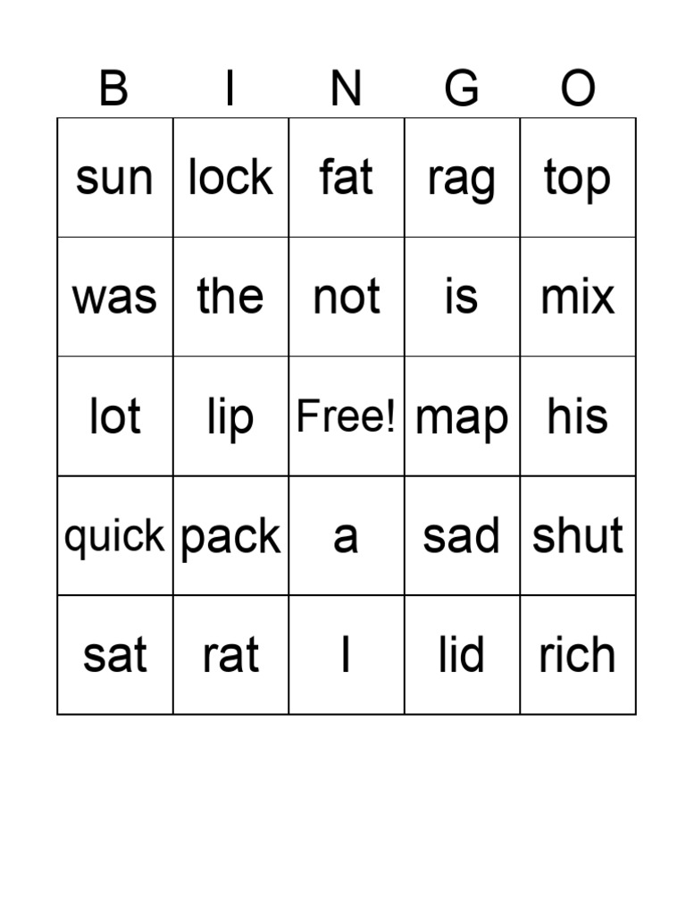 1.3 Closed Syllables and Sight Words Bingo | PDF