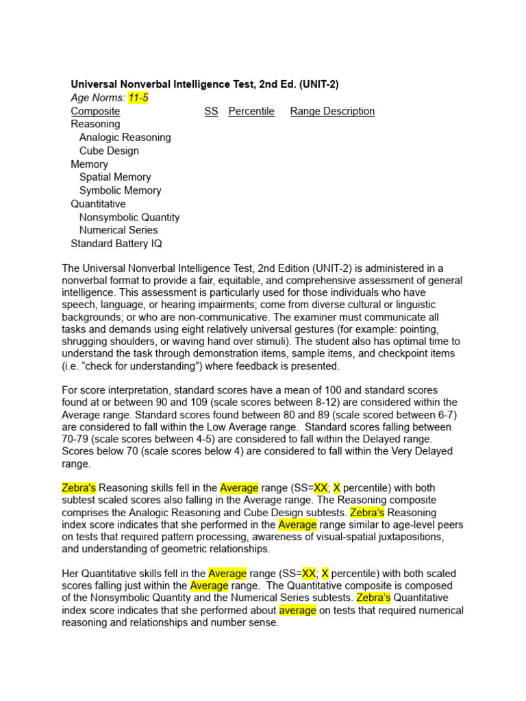 UNIT-2 Zebra Write Up | PDF | Intelligence Quotient | Nonverbal ...