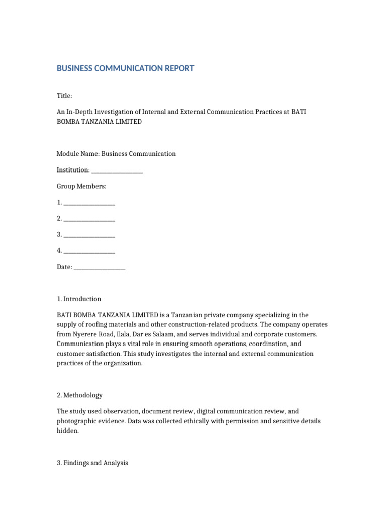 Bati Bomba Communication Report | PDF