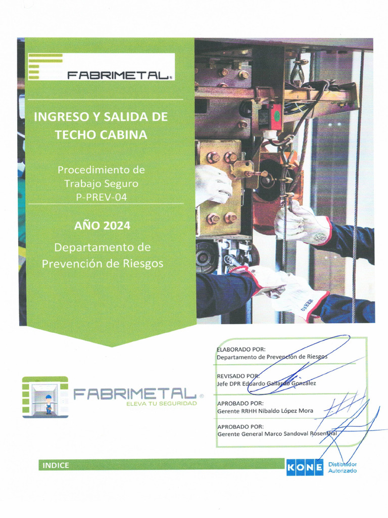 P-PREV-04 Procedimiento de Ingreso y Salida de Techo Cabina | PDF