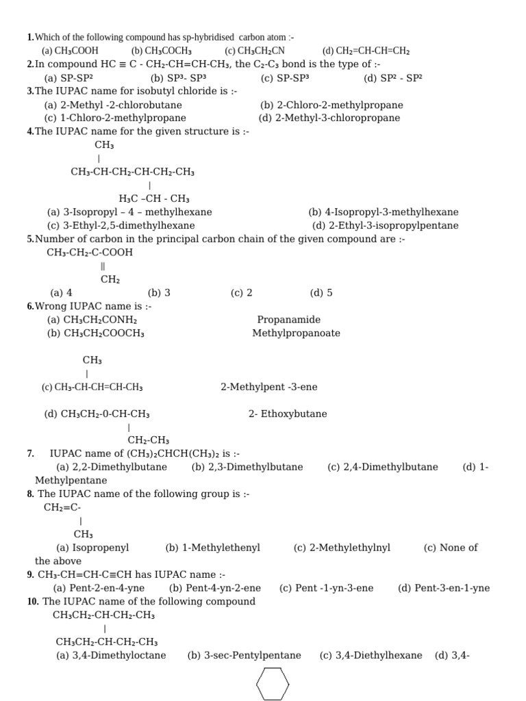 Classification & Nomenclature (TEST) | PDF | Chemistry | Chemical Compounds