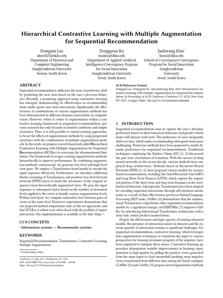 Hierarchical Contrastive Learning With Multiple Augmentation for ...