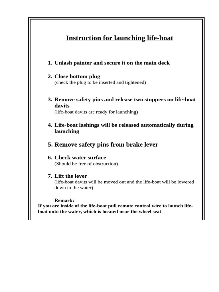 Lifeboat Launching Procedure | PDF