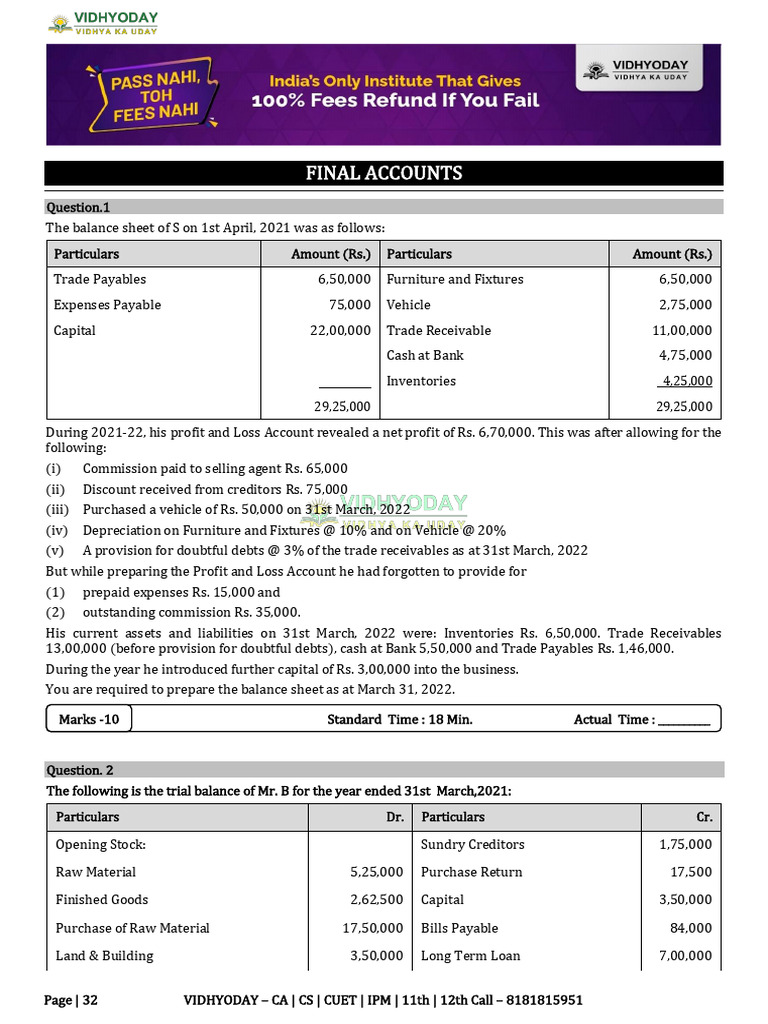 ZIDD Accounts Question Final File With Index 30-07-2025 | PDF | Expense ...