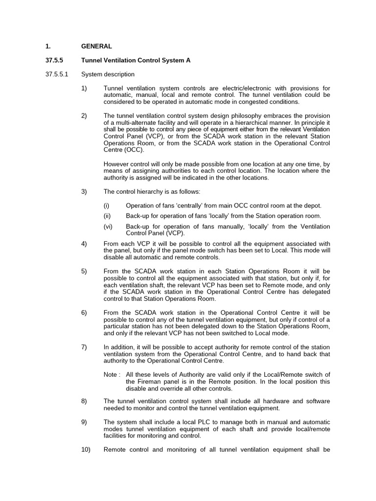 37.5.5 Tunnel Ventilation Control System | PDF | Central Processing ...
