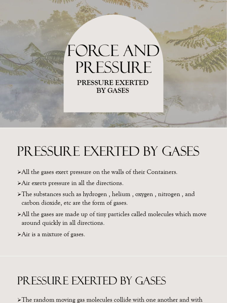 Force and Pressure ( Pressure Exerted by Gases) Class 8 | PDF | Gases ...