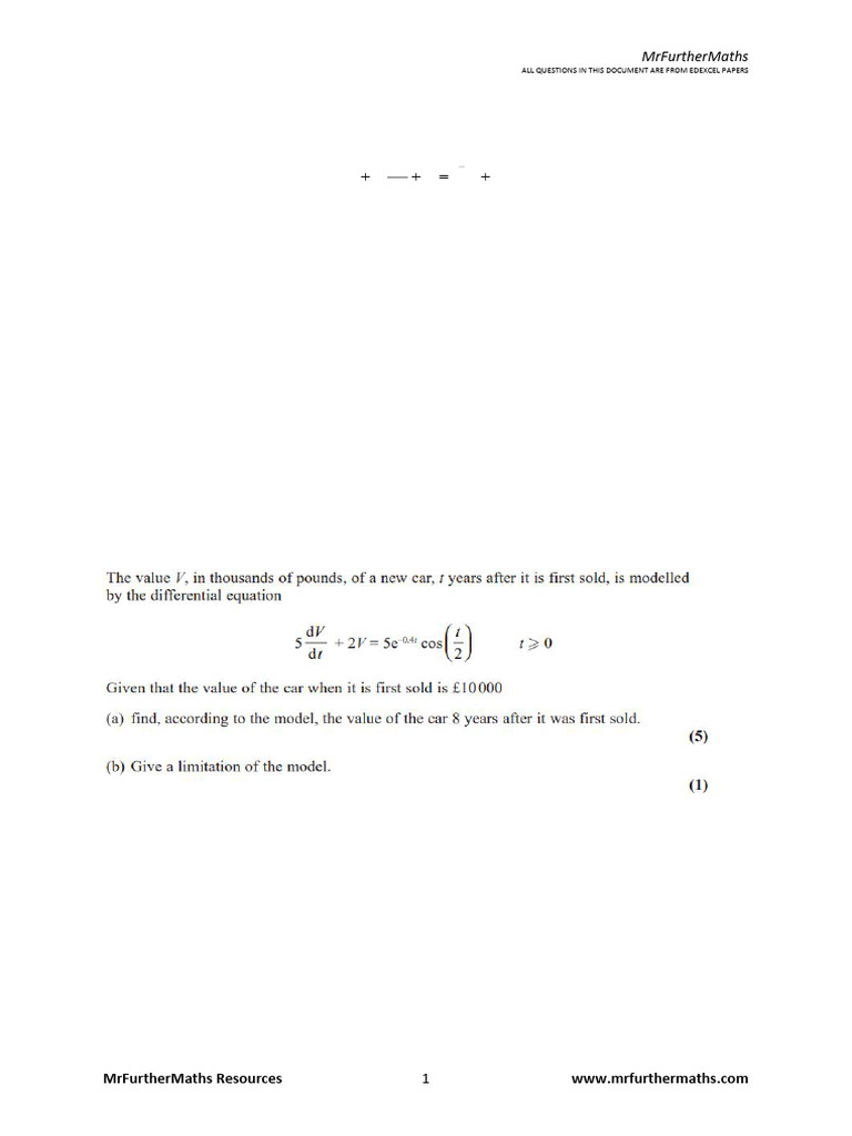 1st Order Differential Equation Exam Questions Applied | PDF