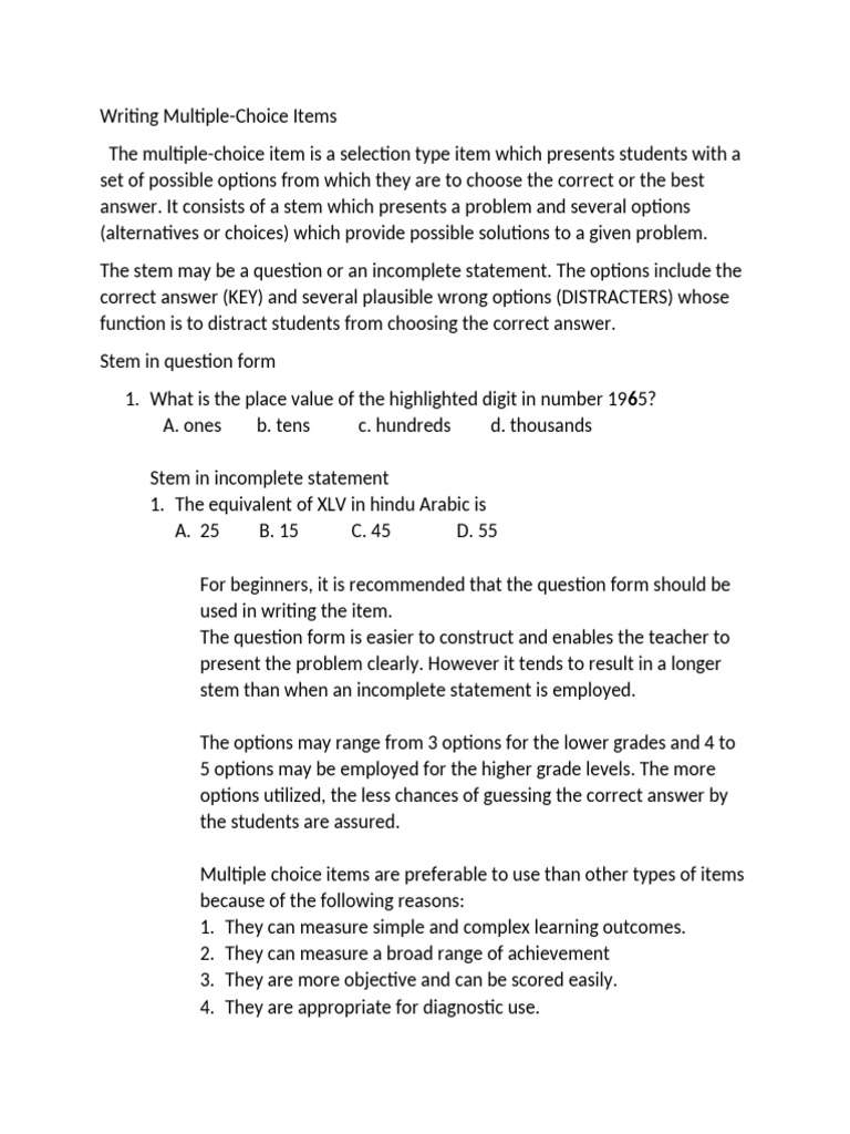 Writing Objective Tests | PDF | Multiple Choice | Linguistics