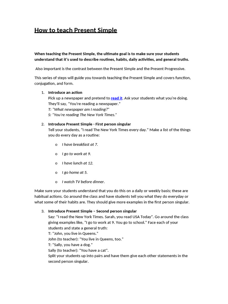 How To Teach Present Simple | PDF | Languages | Foreign Language Studies