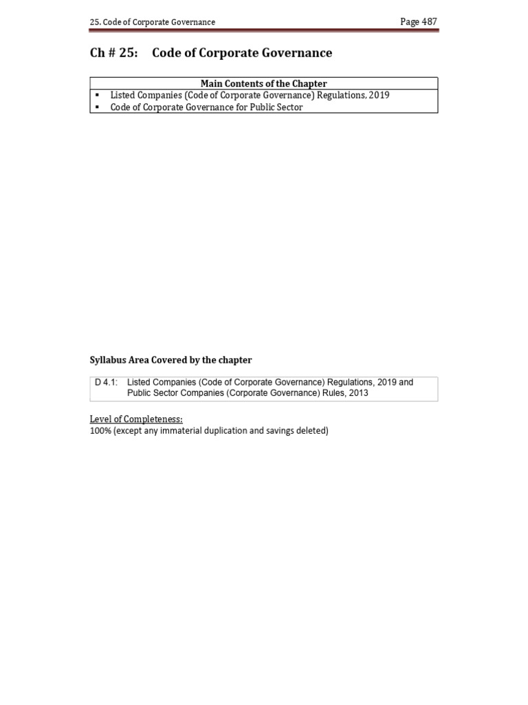 CH 25 Code of Corporate Governance | PDF | Audit Committee | Internal Audit