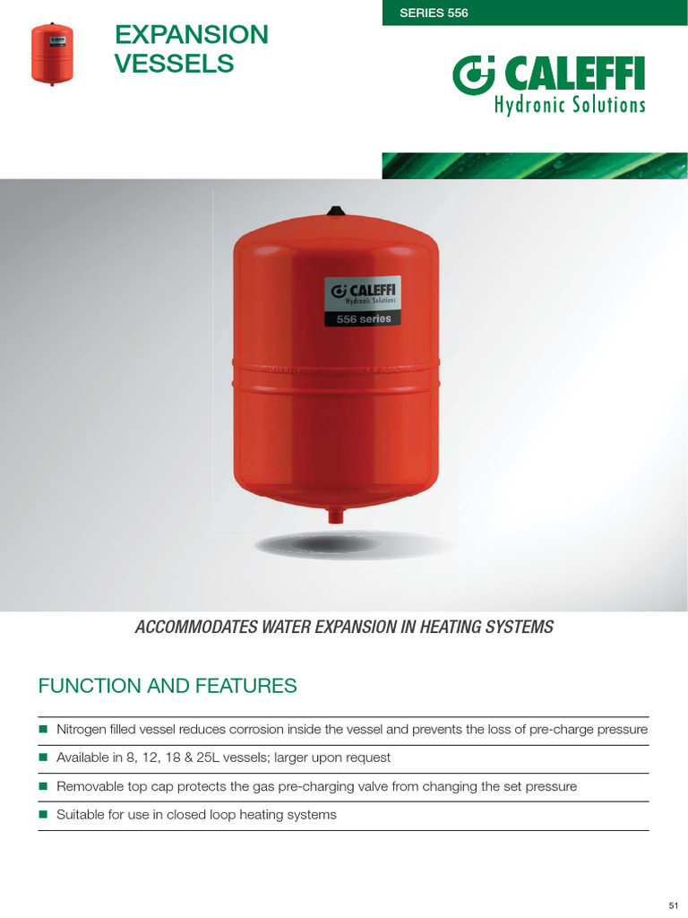 Caleffi Welded Expansion Tank TDS | PDF | Pipe (Fluid Conveyance ...