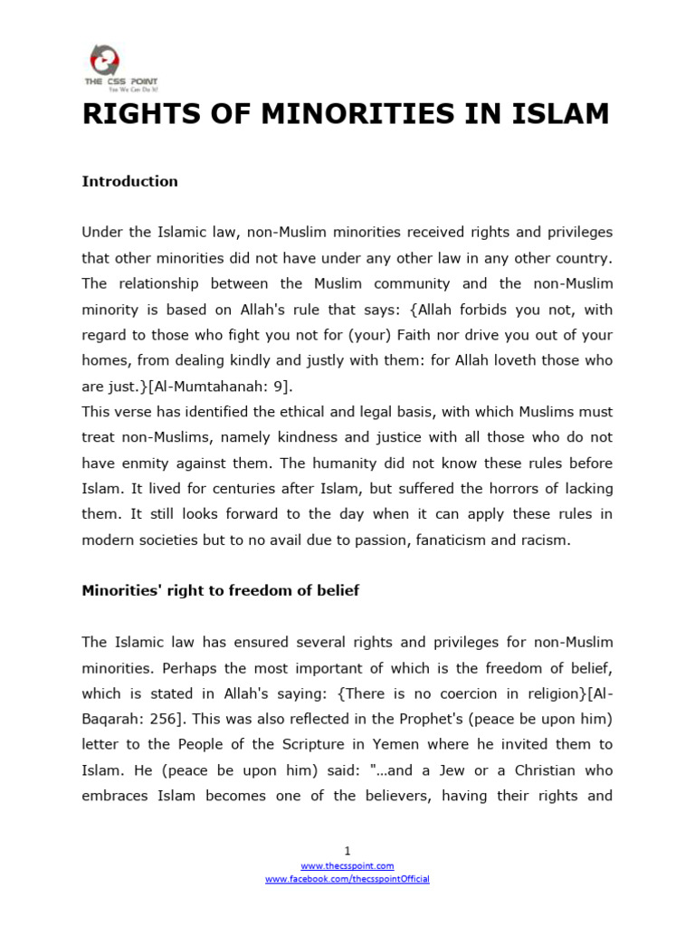 RIGHTS OF MINOROTIES IN ISLAM | PDF | Muhammad | Religious Faiths