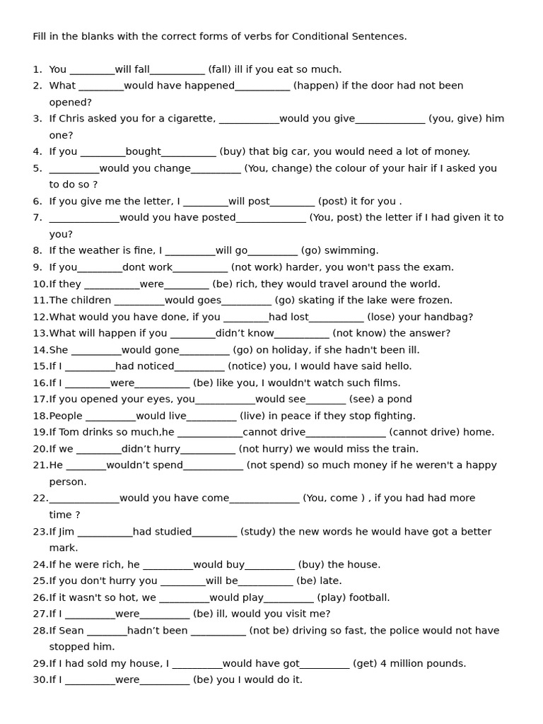 [No. Name] if Conditional Sentence Exercises | PDF | Chess Openings ...