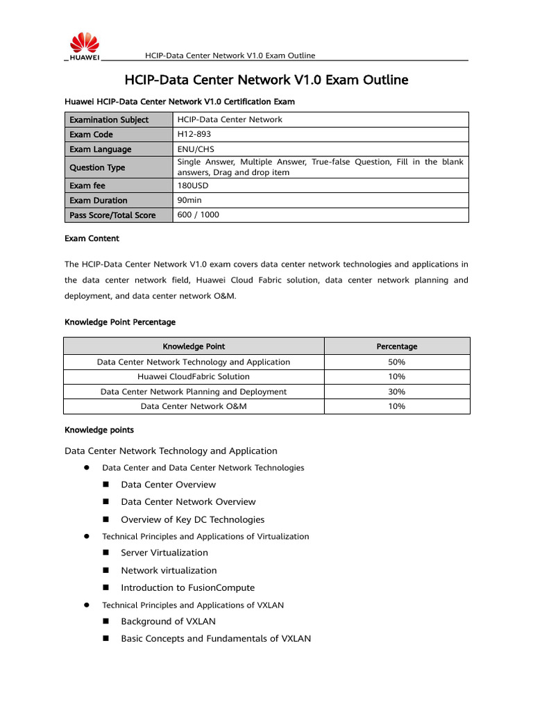 HCIP-Data Center Network V1.0 Exam Outline | PDF | Data Center ...