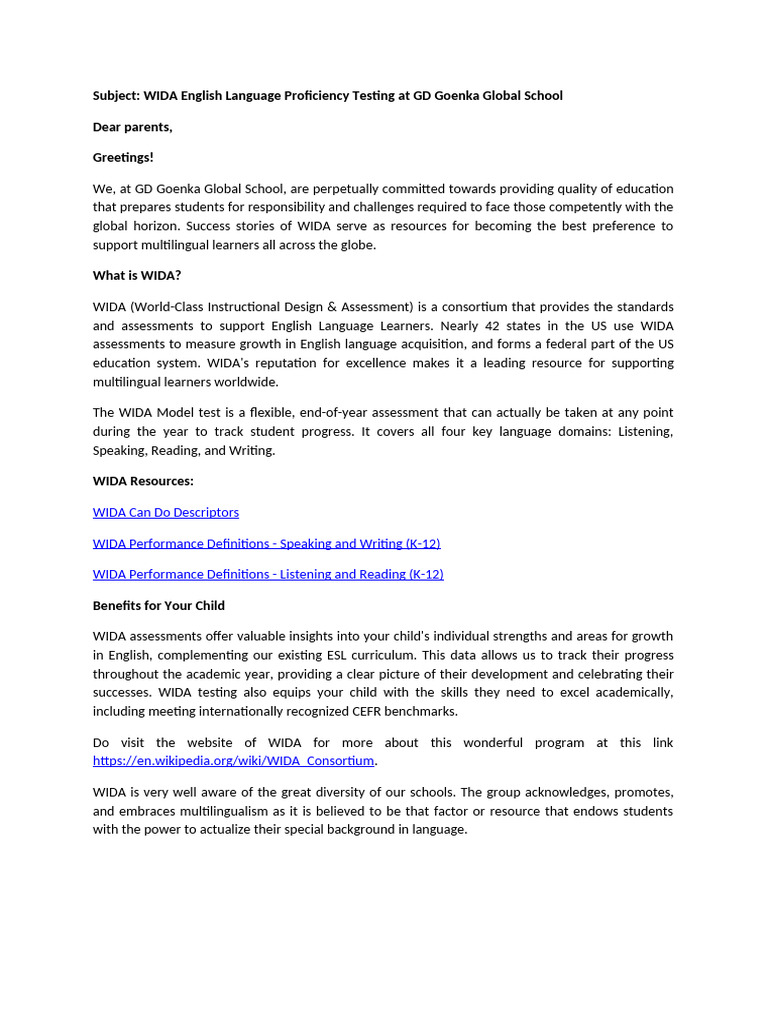 Wida Template | PDF | English As A Second Or Foreign Language ...