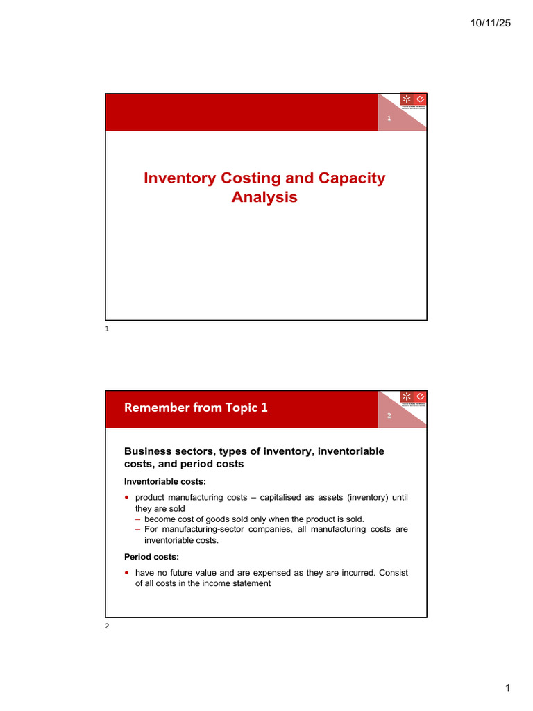 Inventory Costing and Capacity Analysis | PDF | Inventory | Gross Margin