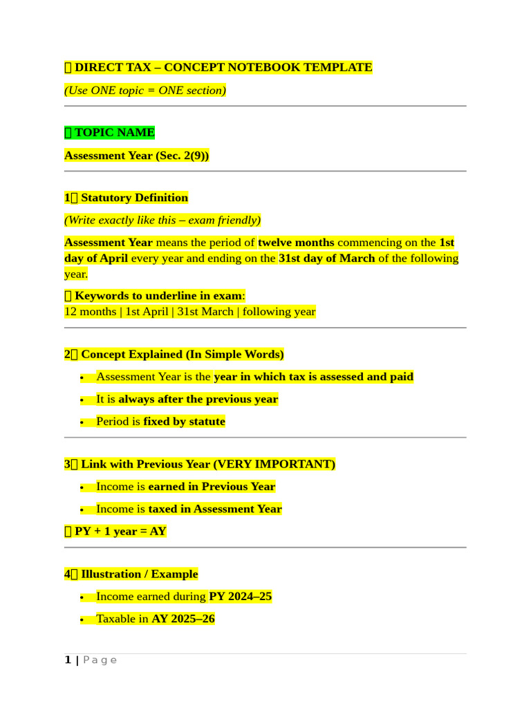 ? DIRECT TAX Basic Concepts | PDF | Income Tax | Taxes