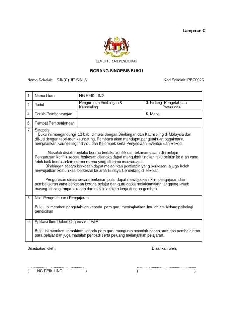 Ulasan Buku Tahun 2024 - NG Peik Ling New Format | PDF