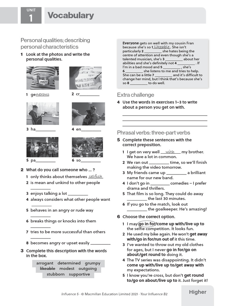 L5 B2 U1 Vocabulary Higher | PDF | Language Mechanics | Linguistic Typology