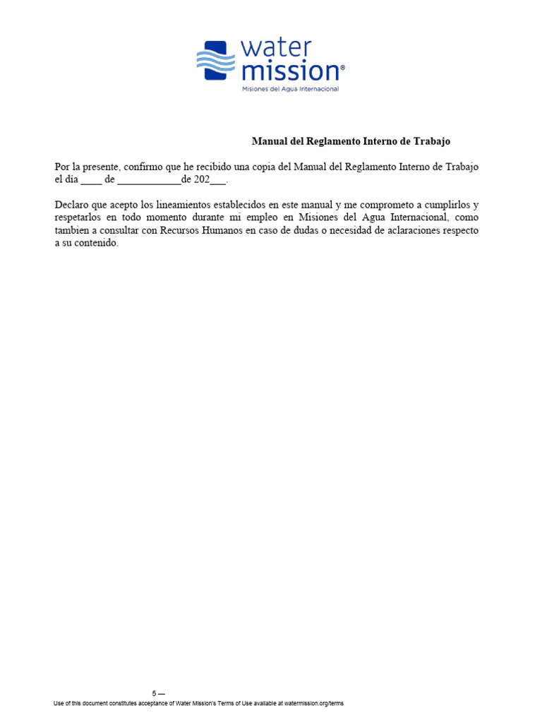 Recepción de Manual Del Reglamento Interno de Trabajo - para Edgar ...