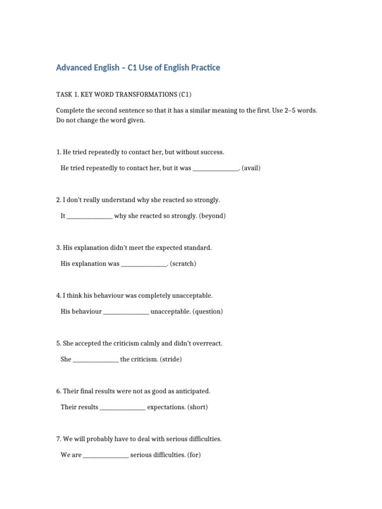 C1 Use of English Practice | PDF