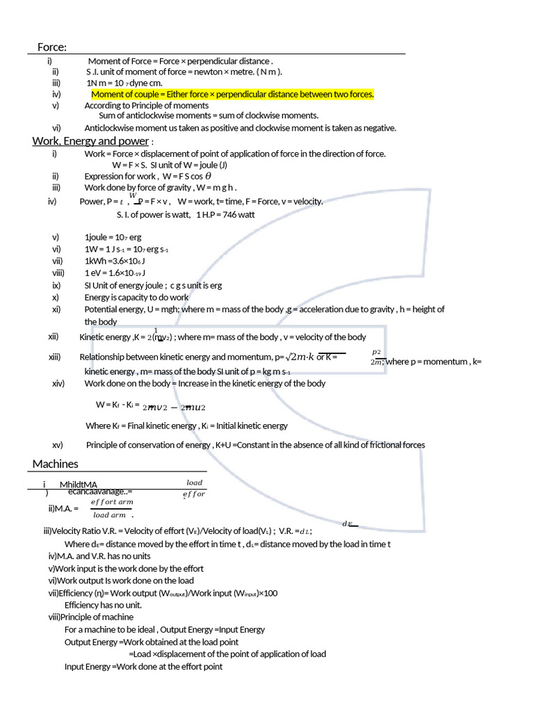 Physics Basics x. | PDF | Lever | Force