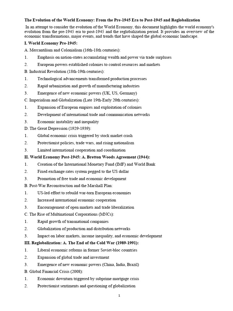 The History of The World Economy FL | PDF | Bretton Woods System ...
