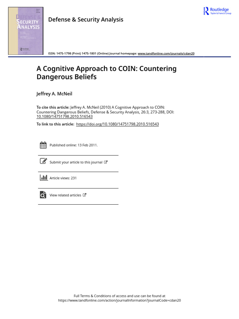 A Cognitive Approach to COIN Countering Dangerous Beliefs | PDF ...