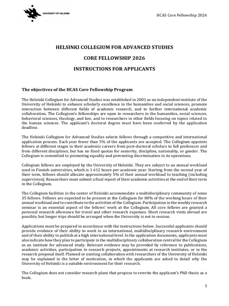 Core Call 2026 - Instructions For Applicants - 0 | PDF | Evaluation ...